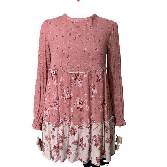 Penelope Rose | Dresses | Penelope Rose Pink Boho Top Dress Tunic Size ...